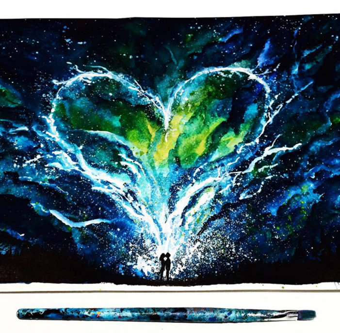 瞬間墜入充滿未知感的宇宙 正妹插畫家用水彩畫出一片片奇幻星空 | Danielle Foye、正妹、插畫、插畫家、宇宙 | 生活發現 | 妞新 ...